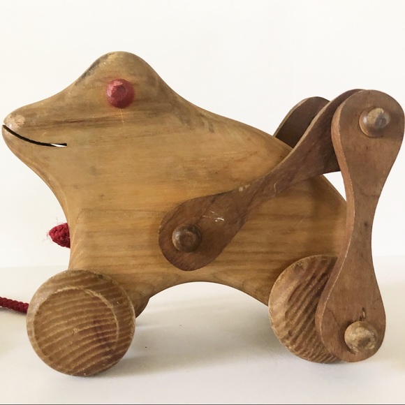 Vintage | Other | Vintage Wooden Frog Pull Toy By Michaud Toys | Poshmark